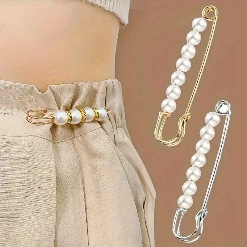 4pcs New Artificial Pearls Waist Pin Scarf Safety Turban Clip Shawl ...