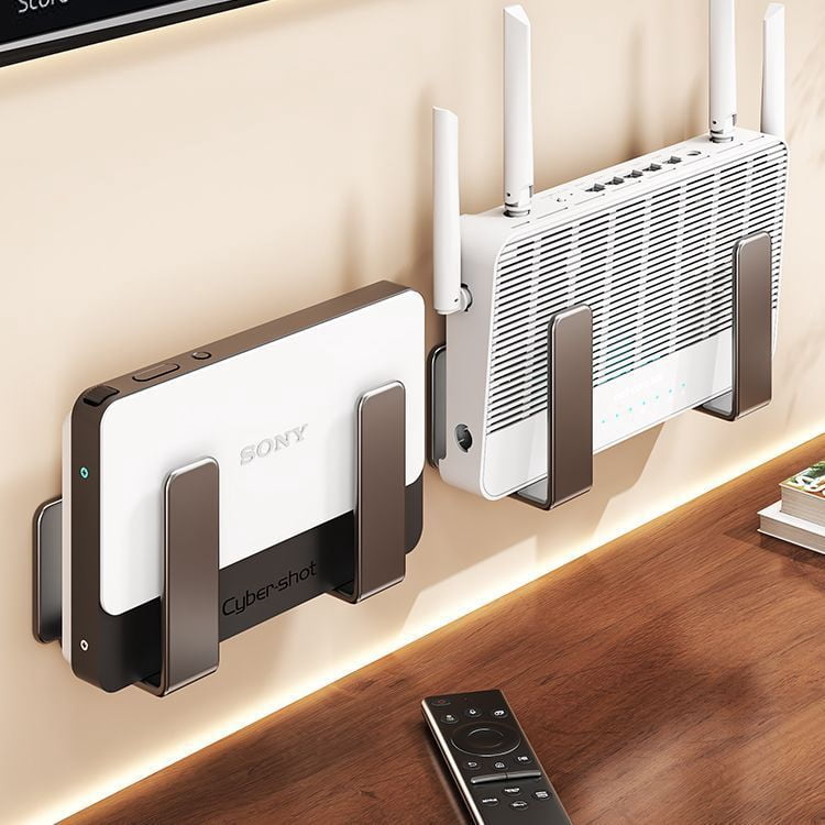 4pcs No Drill Wall Mounted Router Storage Rack No Drill Hooks Wall ...