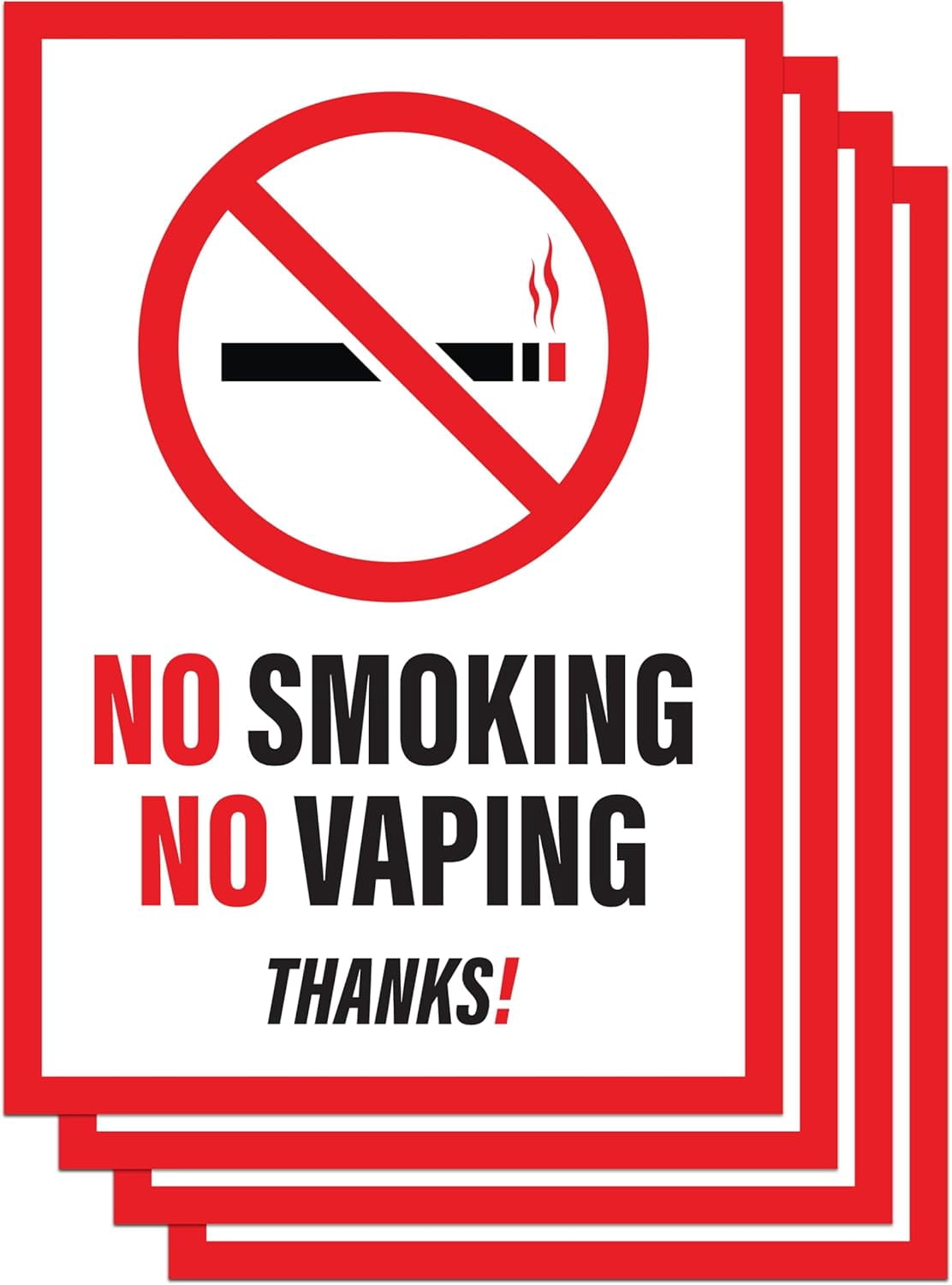 4pcs No Vaping No Smoking Sticker Signs | No Smoking or Vapor Sign for ...