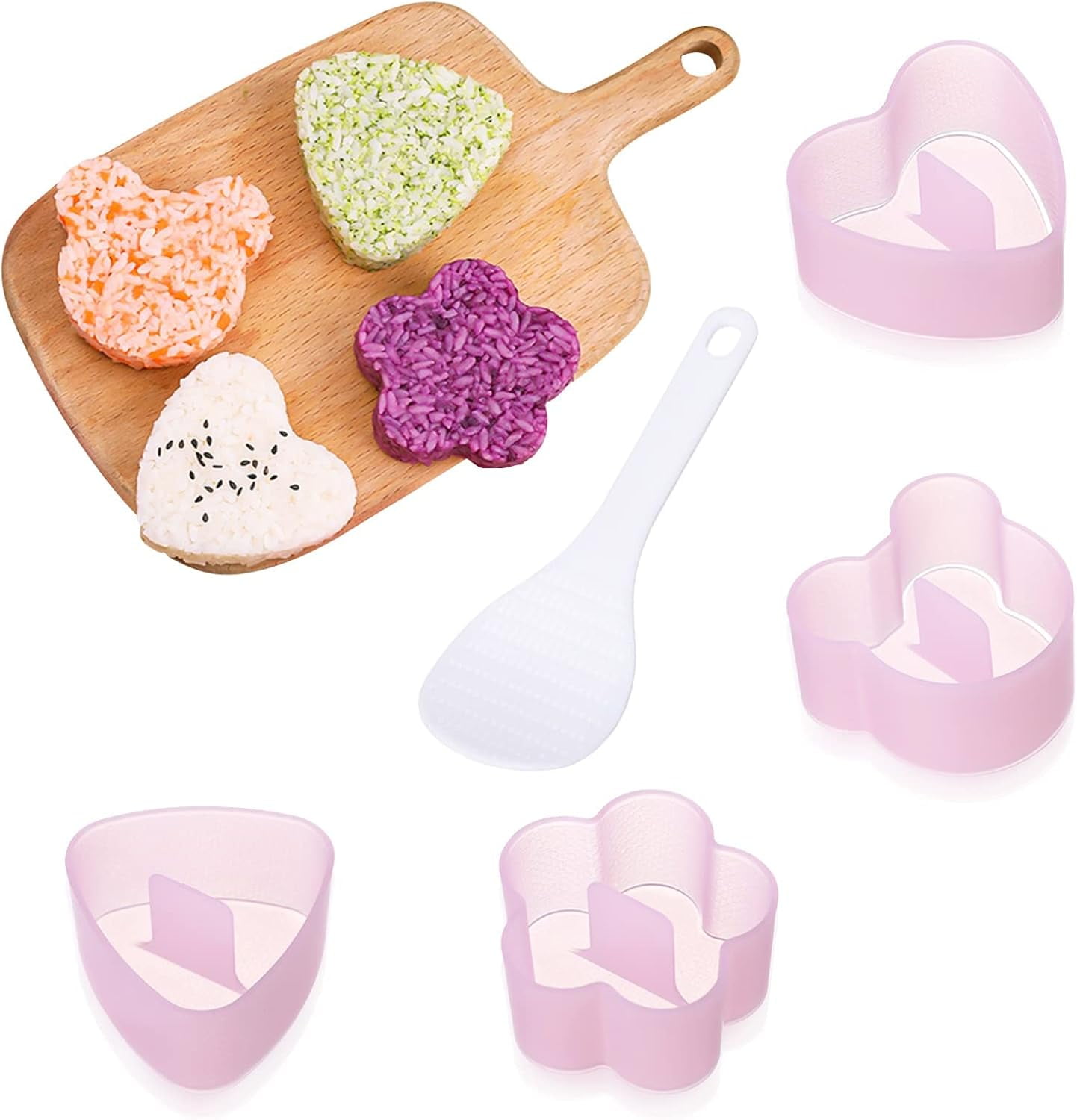 4pcs Non Stick Onigiri Molds, Triangle, Heart, Bear and Plum Blossom ...