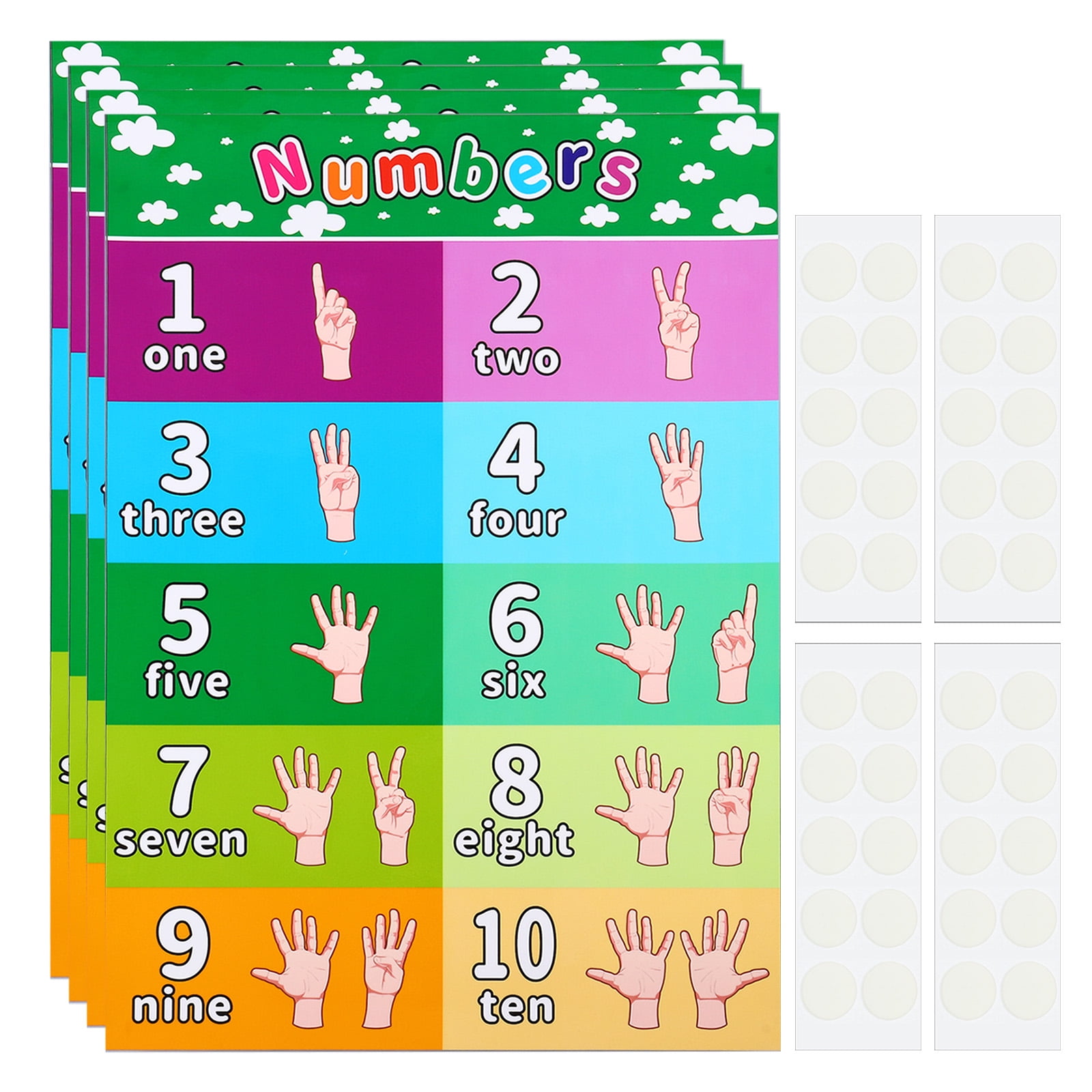4pcs Number Chart, 11x16inch Number Chart Poster 1-10 Number Finger ...