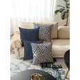 4pcs Ocean Blue Decorative Pillow Covers, Geometric & Solid Linen-Like ...