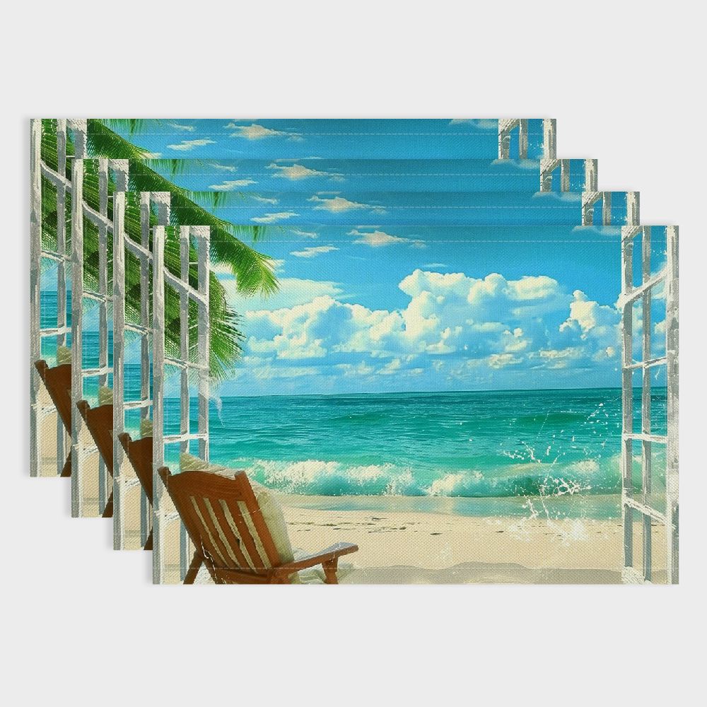 4pcs Ocean beach Table Decor Linen Dining Table Placemats for Birthday ...