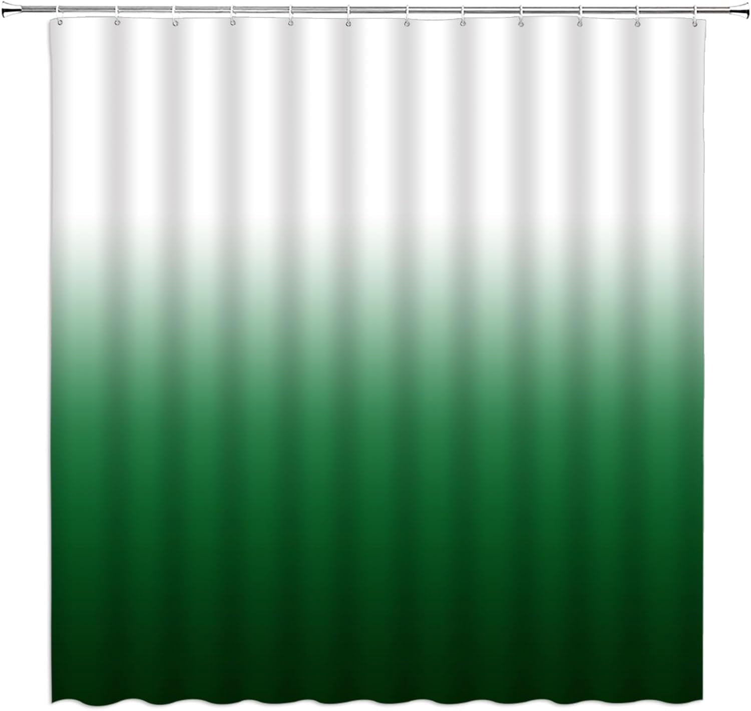 4pcs Ombre Green Shower Curtain Set with Rug Modern Boho Gradient Green ...