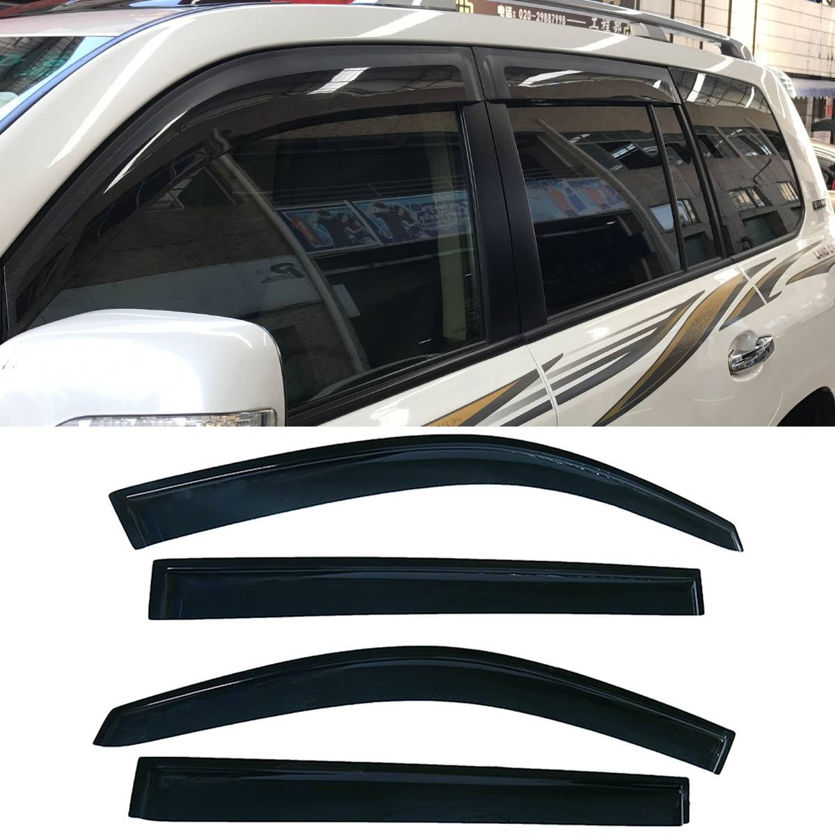 4pcs Outside Mount Style Window Visor for 2008-2013 Toyota Highlander ...