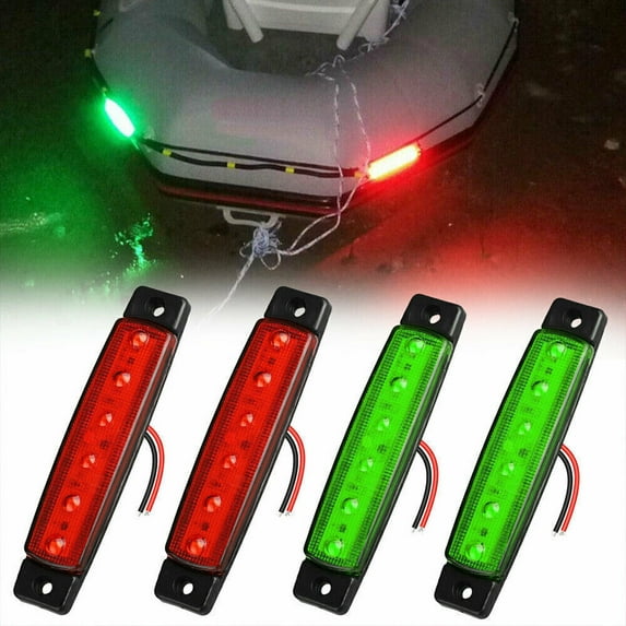 4pcs Oval Marine Boat Bow LED Navigation Lights Red/Green Stern ...