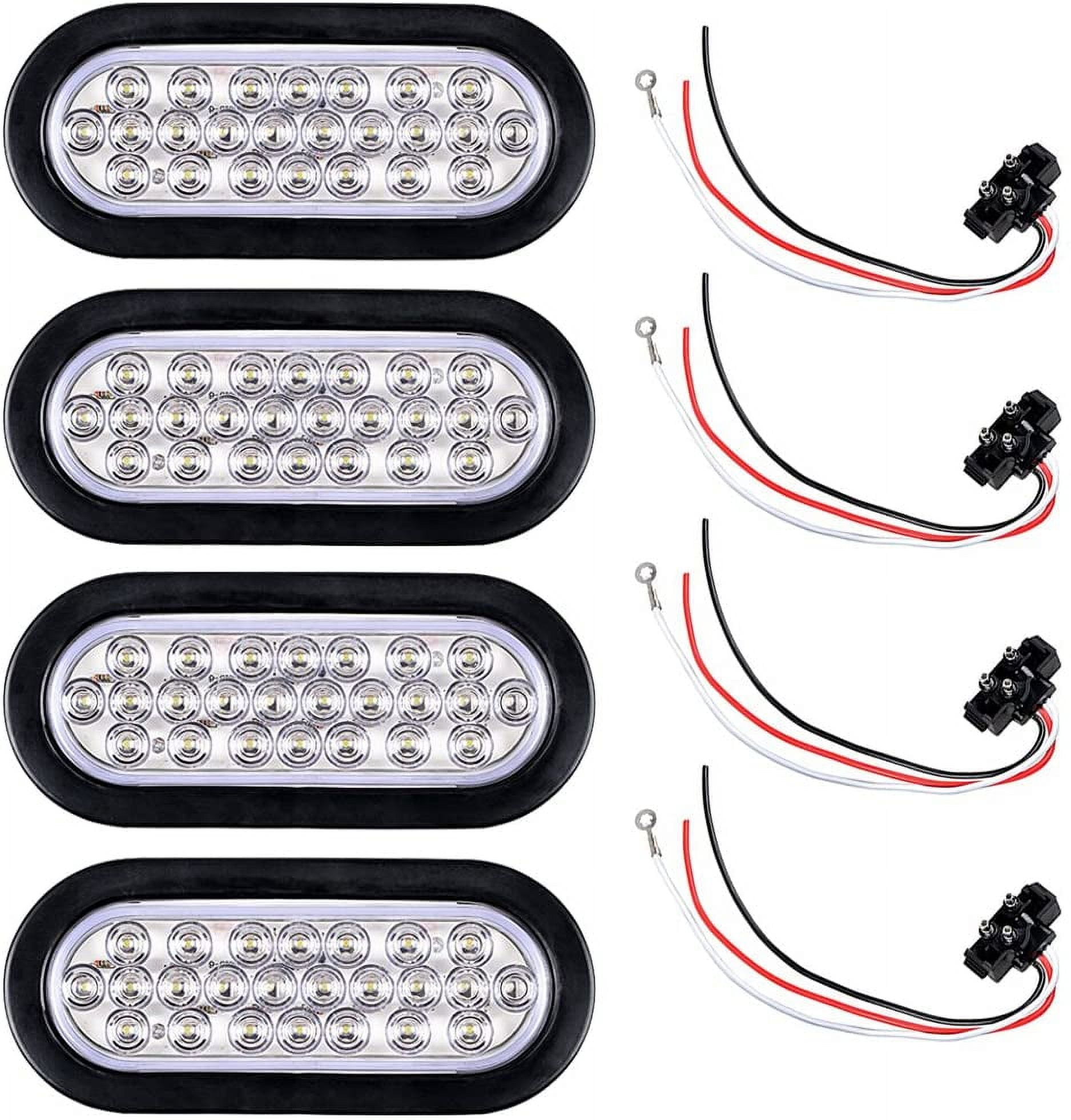 4pcs Oval Oblong Sealed 24-LED White Reverse Backup Tail Light + Wiring ...
