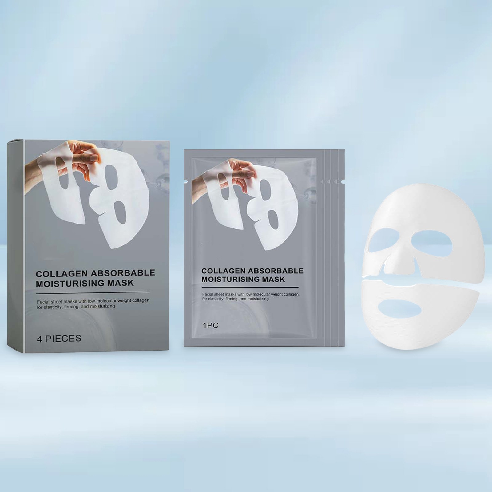 4pcs Overnight Collagen Face Mask,Hydrogel& Low Molecular Deep Collagen ...