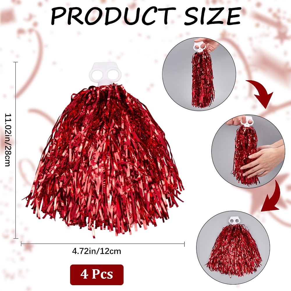 4pcs PET Cheerleading Pom Poms Cheerleading Hand Flowers for Dark Red ...