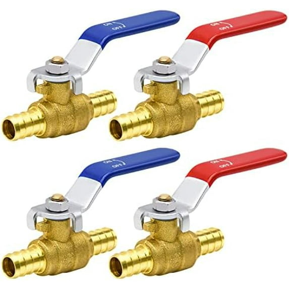 4pcs PEX Ball Valves, 1/2" PEX Brass Full Port Shut Off Ball Valve ...