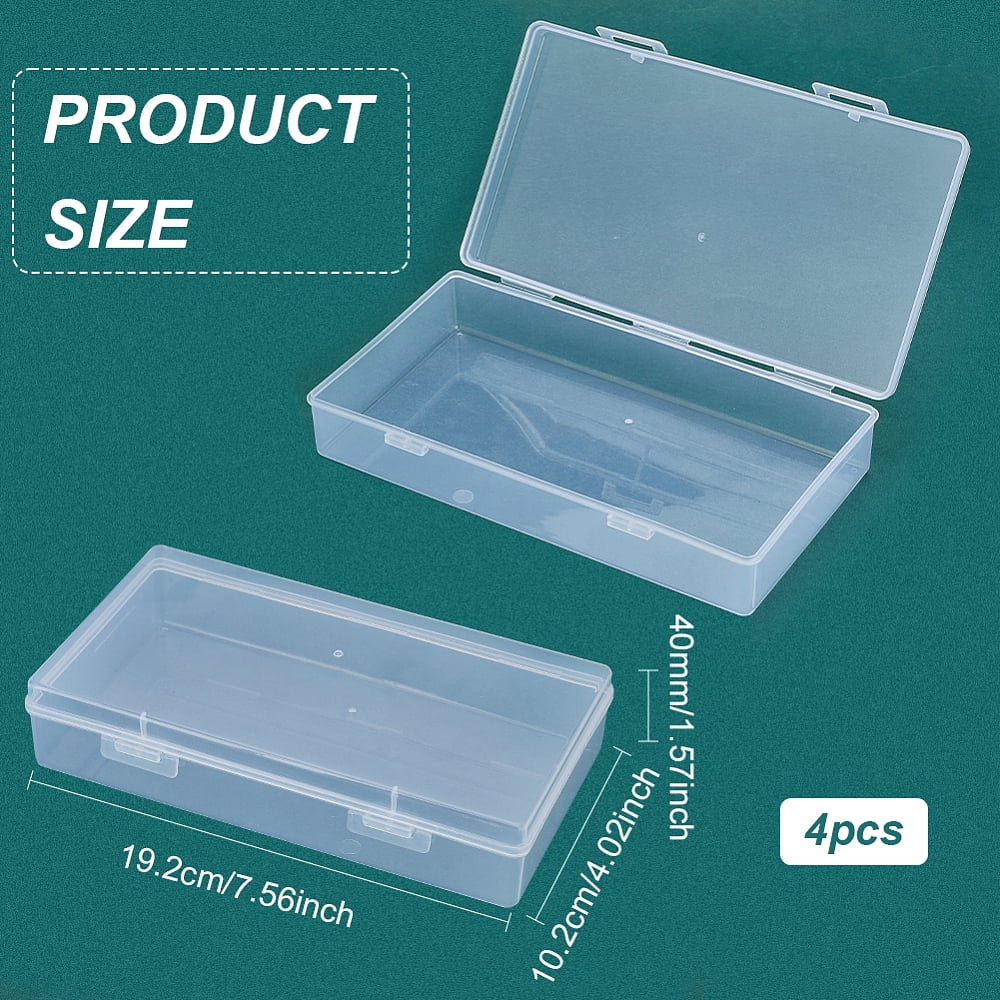 4pcs PP Plastic Bead Storage Containers Dustproof Case with Hinged Lid ...