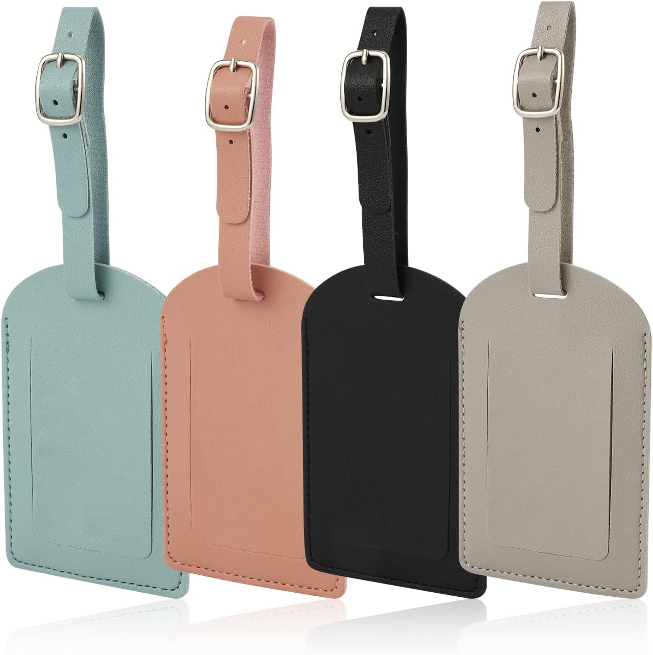 4pcs PU Leather Luggage Tag with Adjustable Strap, Suitcase Tags Identifier Travel Bag Baggage ...