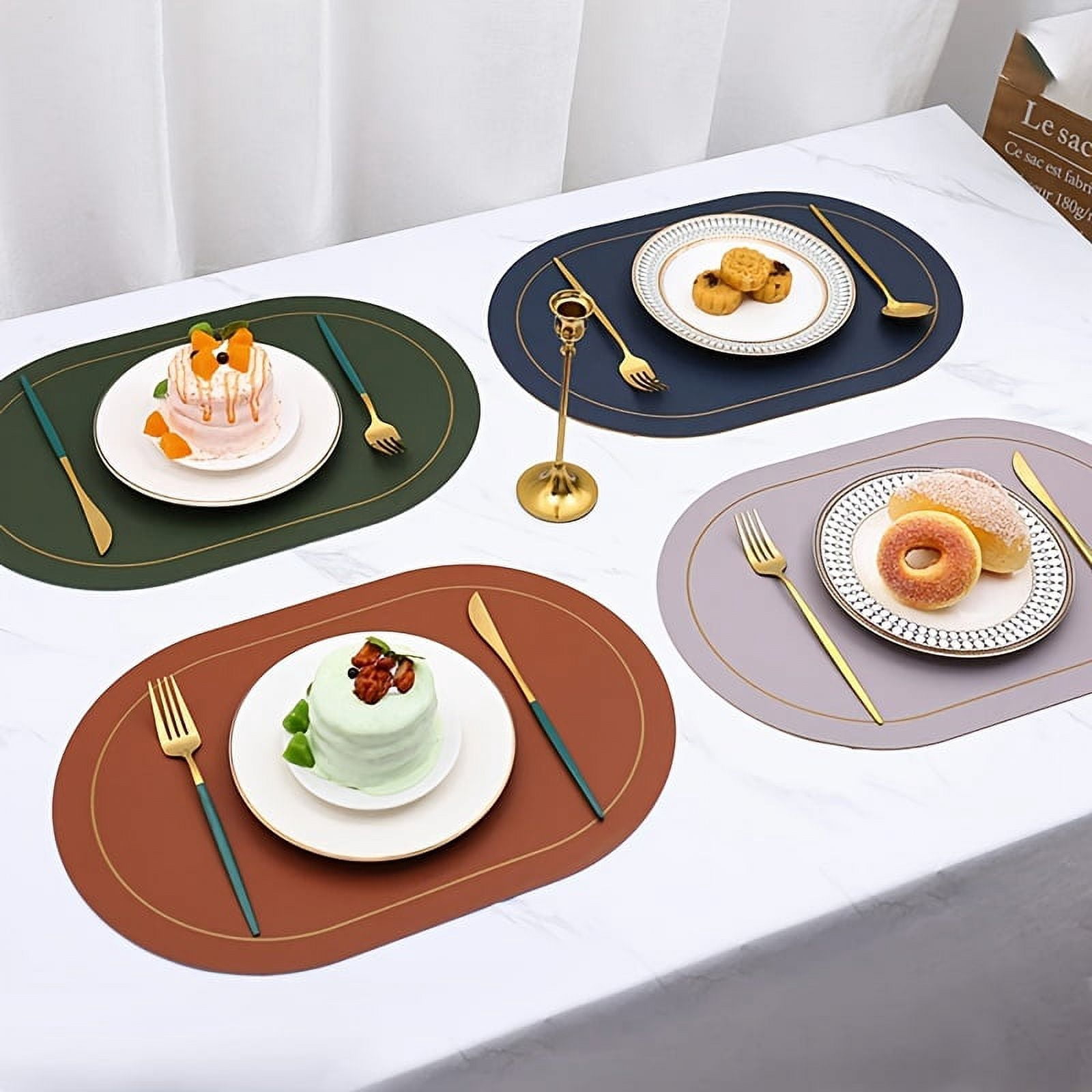 4pcs, PU Placemats, Dining Table Non-Slip Table Mat, Heat Insulation ...