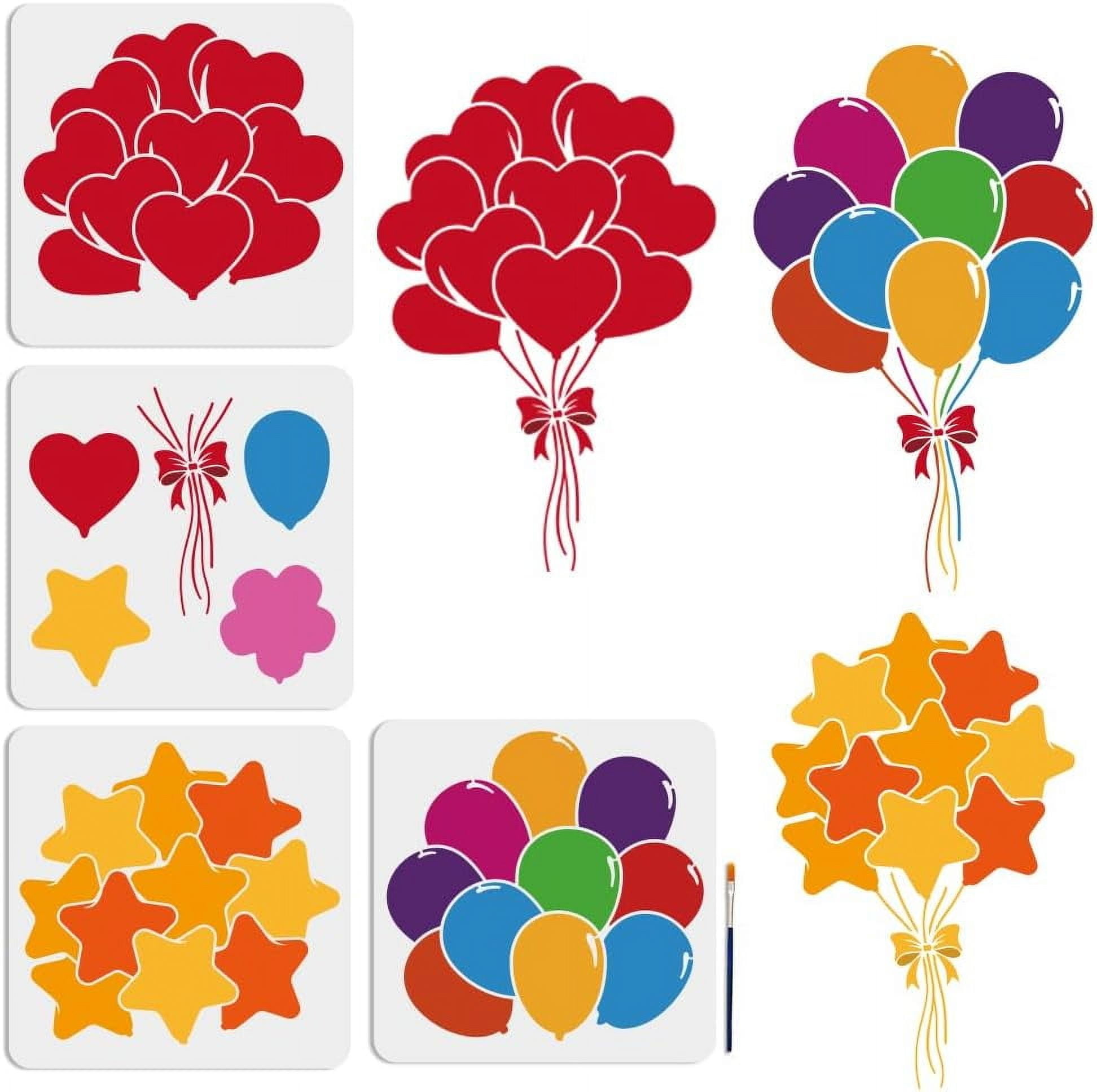 4pcs Party Stencil 11.811.8inch Large Heart Star Shaped Balloon Drawing ...