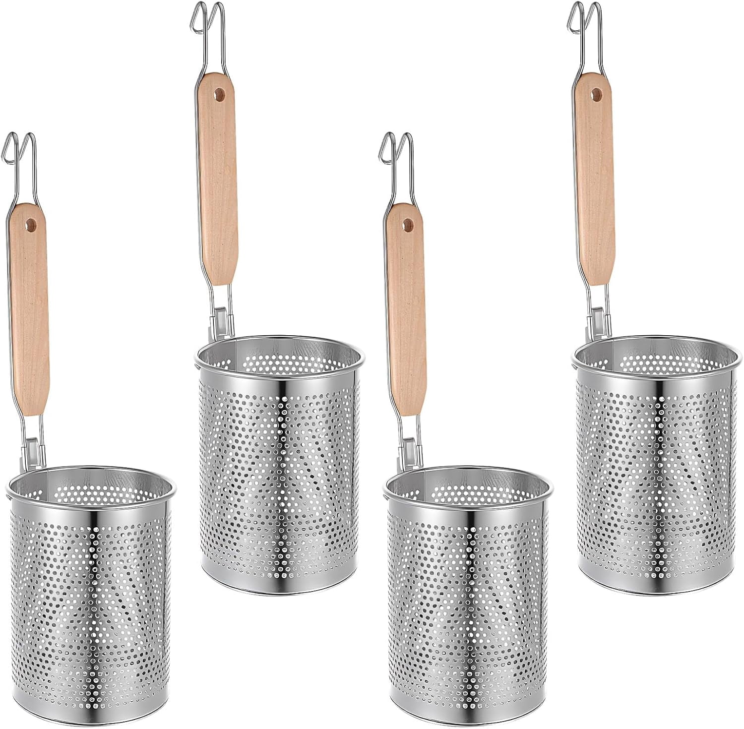 4pcs Pasta Strainer 15'' × 5.5'' Stainless Steel Pasta Basket Mesh ...