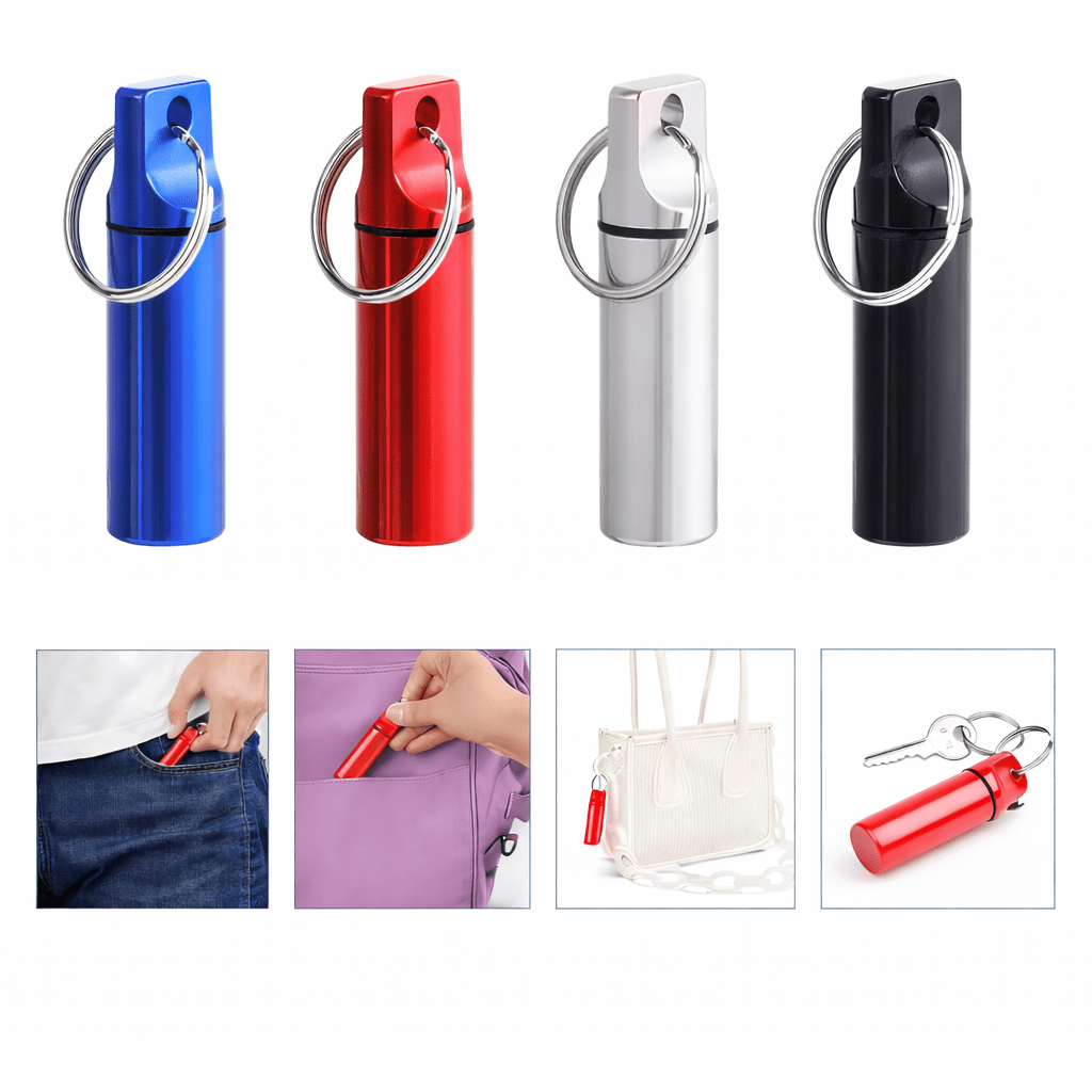 2026 model Portable Pill Box Keychain (4 Pack), Aluminium Alloy Mini ...