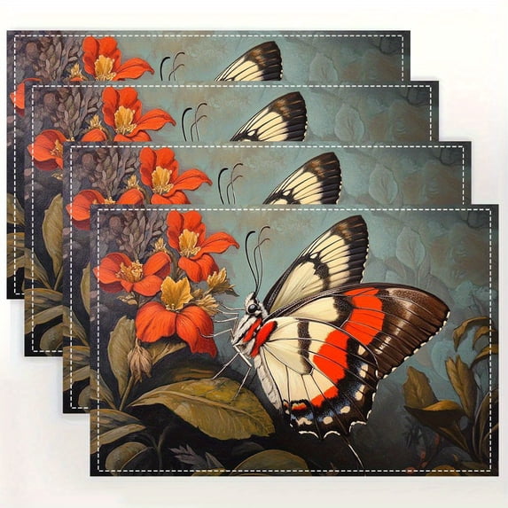 4pcs Placemats, Banded Butterfly Table Mat, for Dining Table, Kitchen ...