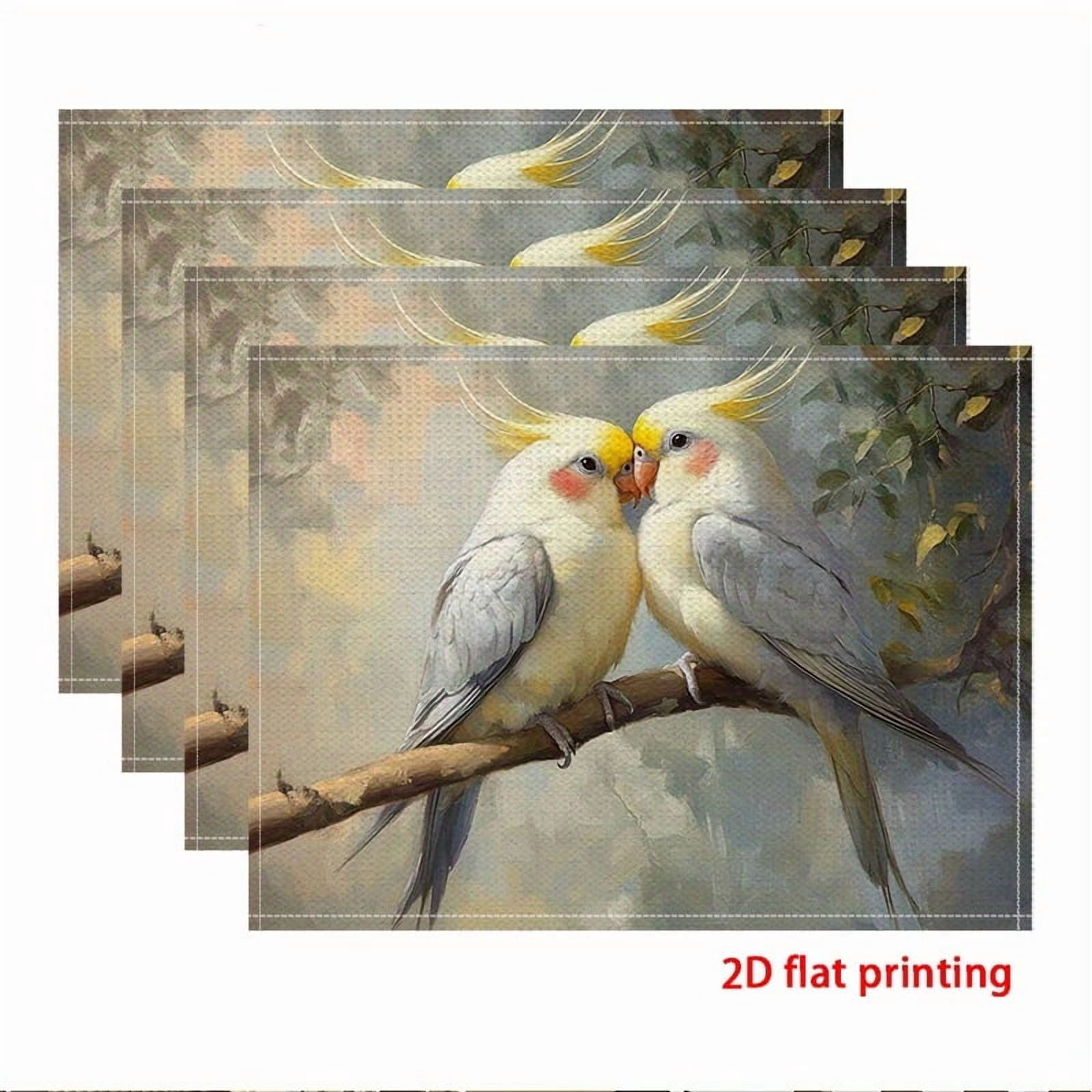 4pcs Placemats,The Tender Moment of Love Birds Theme placemats,for ...