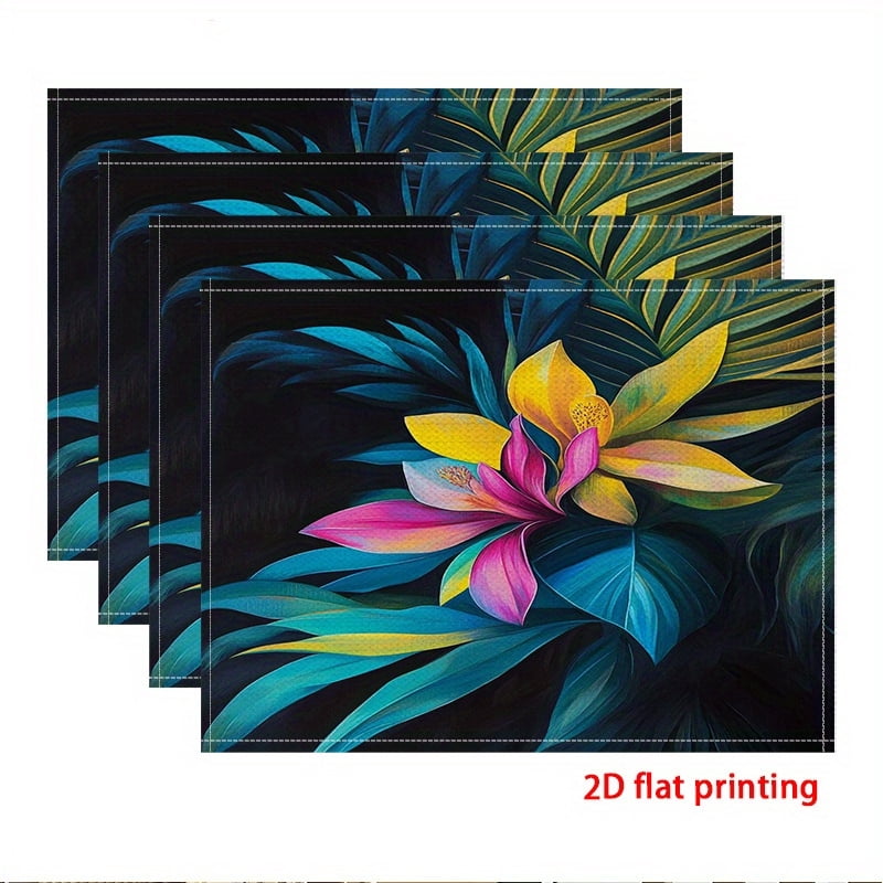 4pcs Placemats, Vivid Tropical Flowers Placemats,fashion print pattern ...