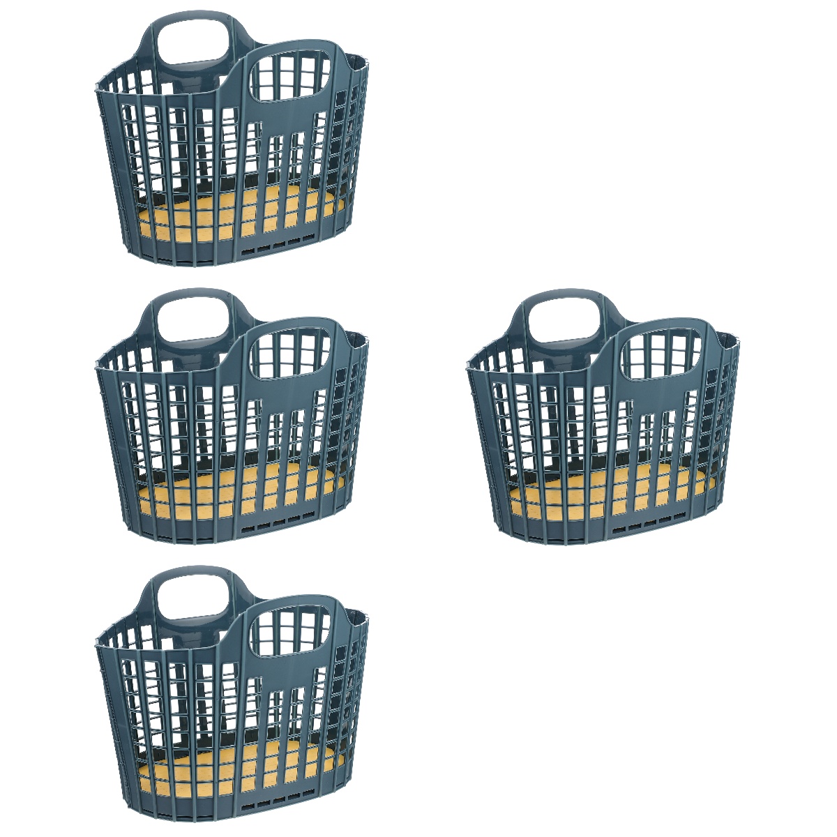 4pcs Plastic Storage Basket Handle Design Fruits Basket Shopping Basket ...