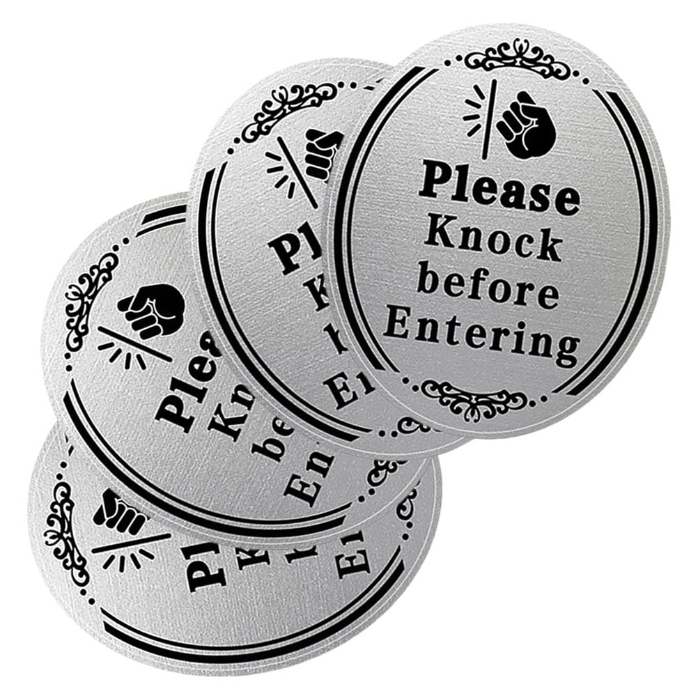 4 Pcs Door Sign Signage Logo Please Knock First Sticker - Walmart.com