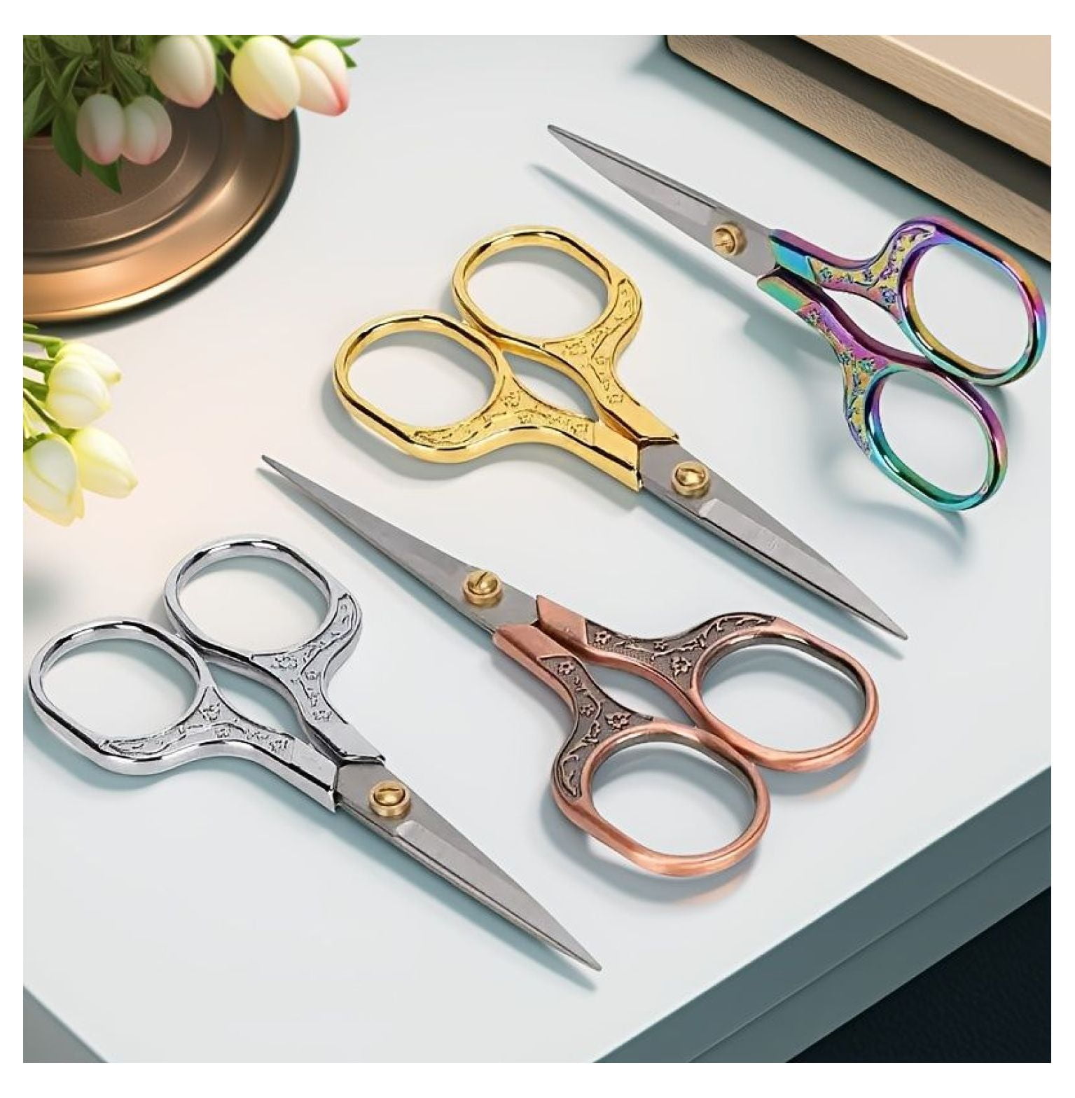 4pcs Plum blossom scissors stainless steel household scissors window ...