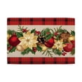 4pcs Polyester Placemats Fashion Red Buffalo plaid Holly Cone pattern ...