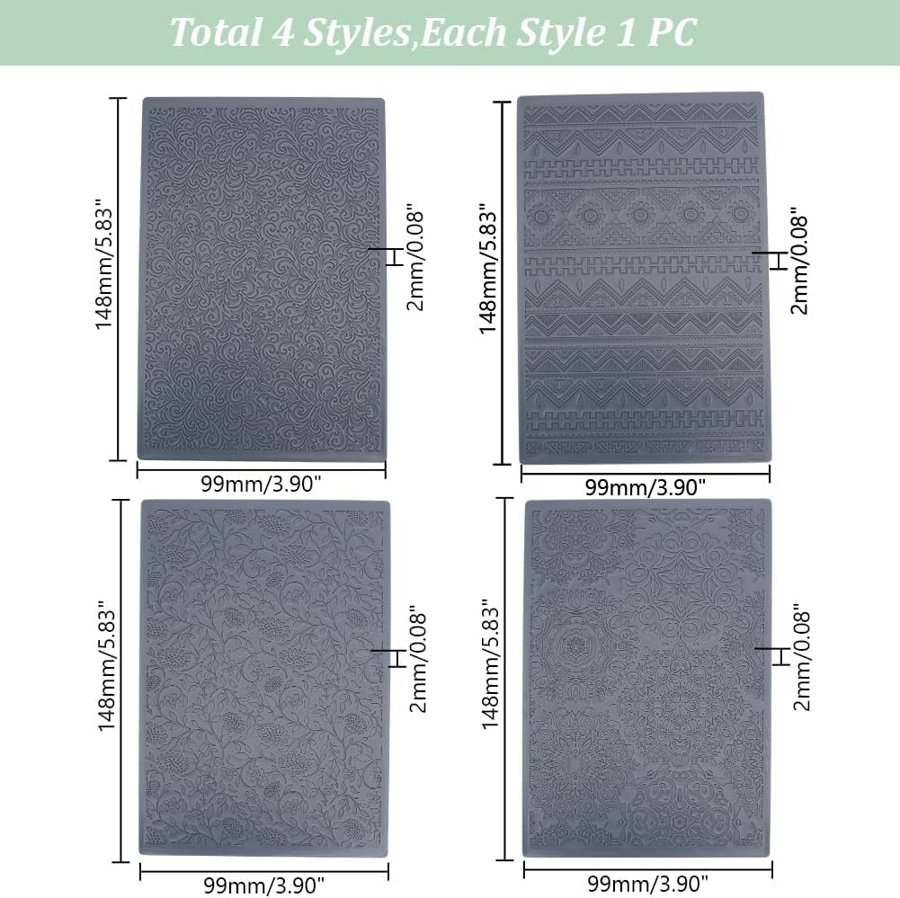4pcs Polymer Clay Texture Sheets Set Texture Sheets Polymer Clay Works ...