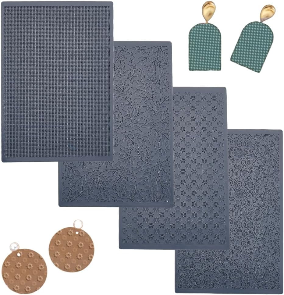 4pcs Polymer Clay Texture Sheets Set Texture Sheets Polymer Clay Works ...