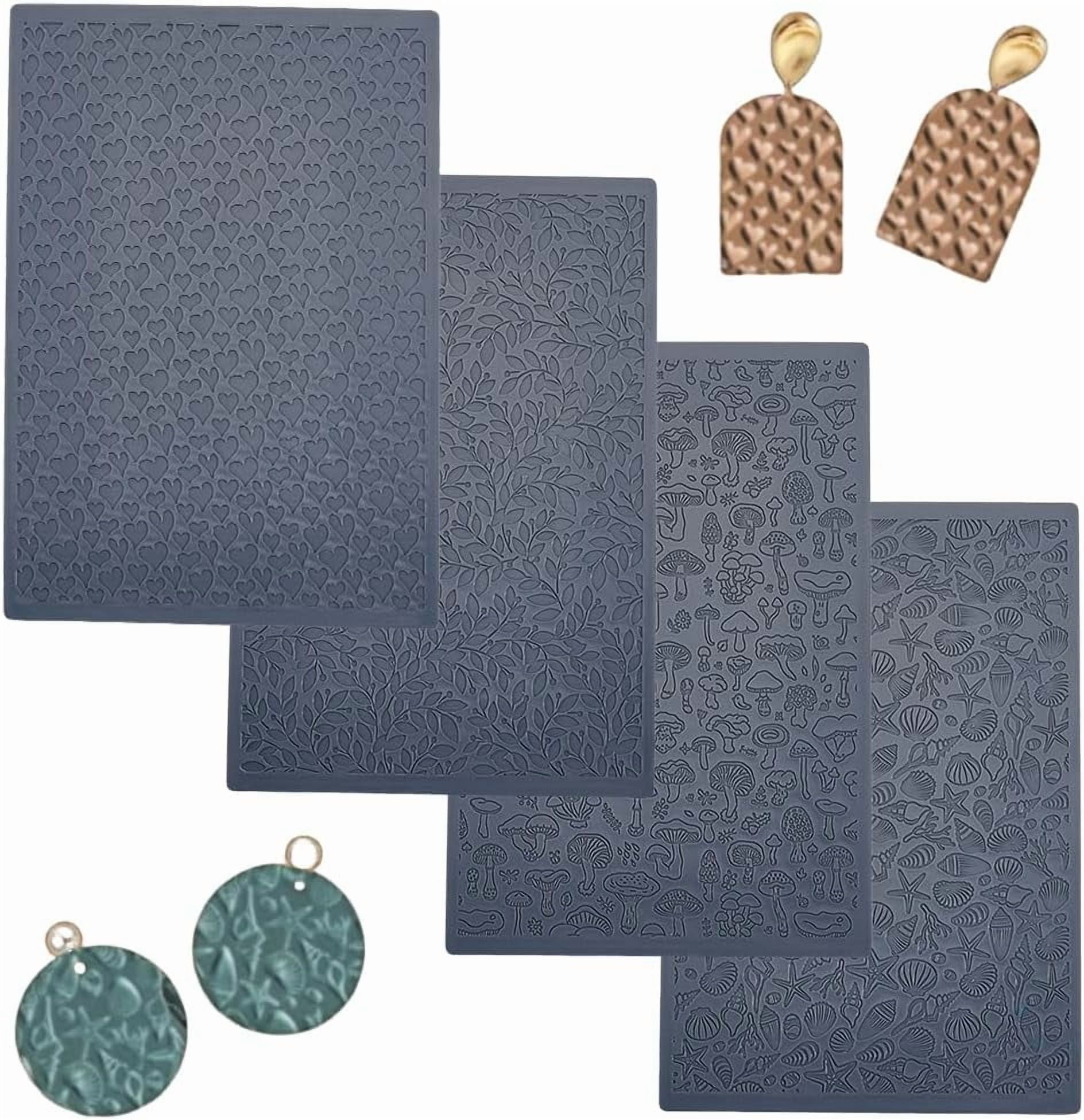 4pcs Polymer Clay Texture Sheets Set Texture Sheets Polymer Clay Works ...