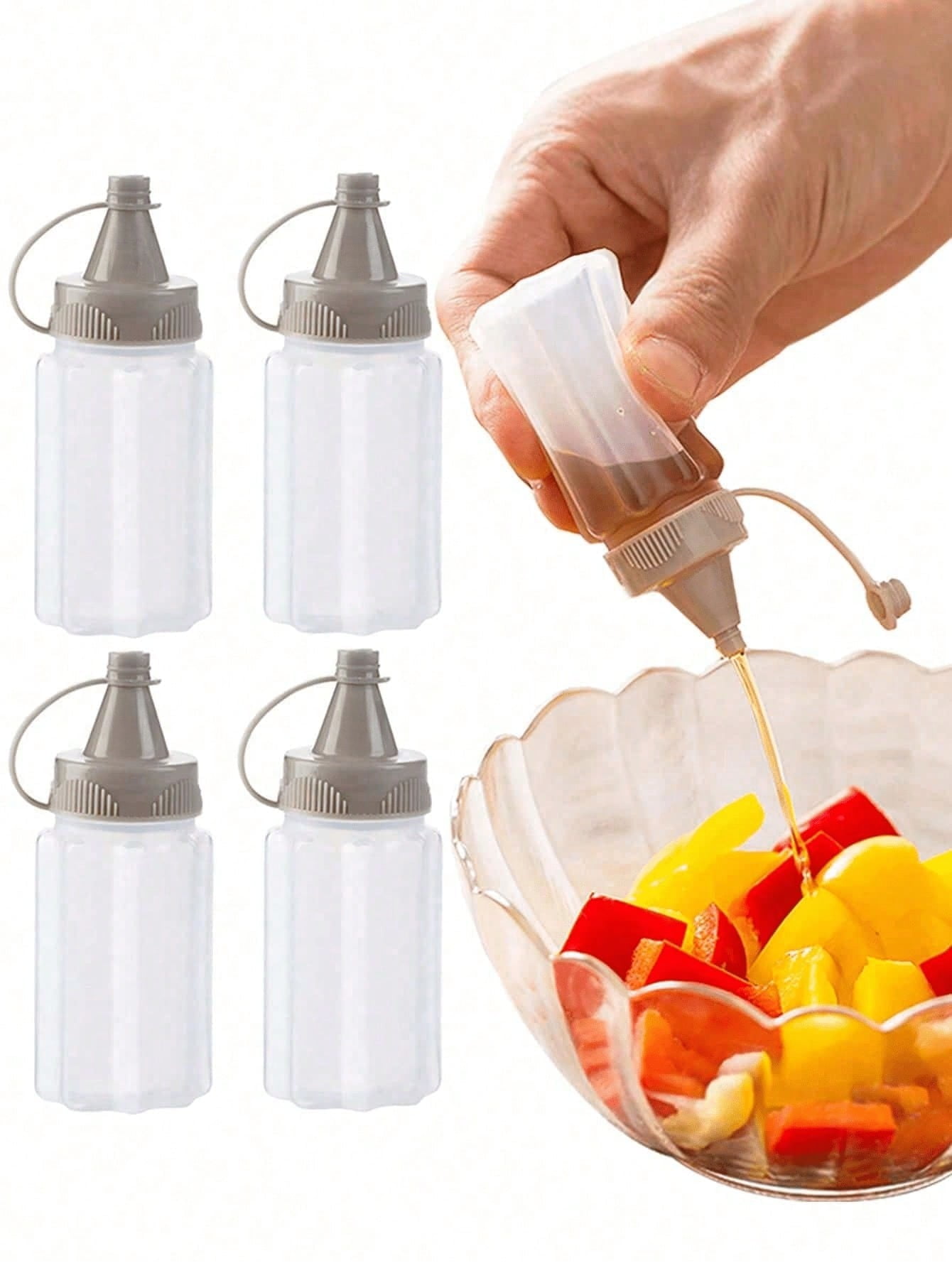 4pcs Portable Seasoning Squeeze Bottle Mini Translucent Sauce Bottle ...