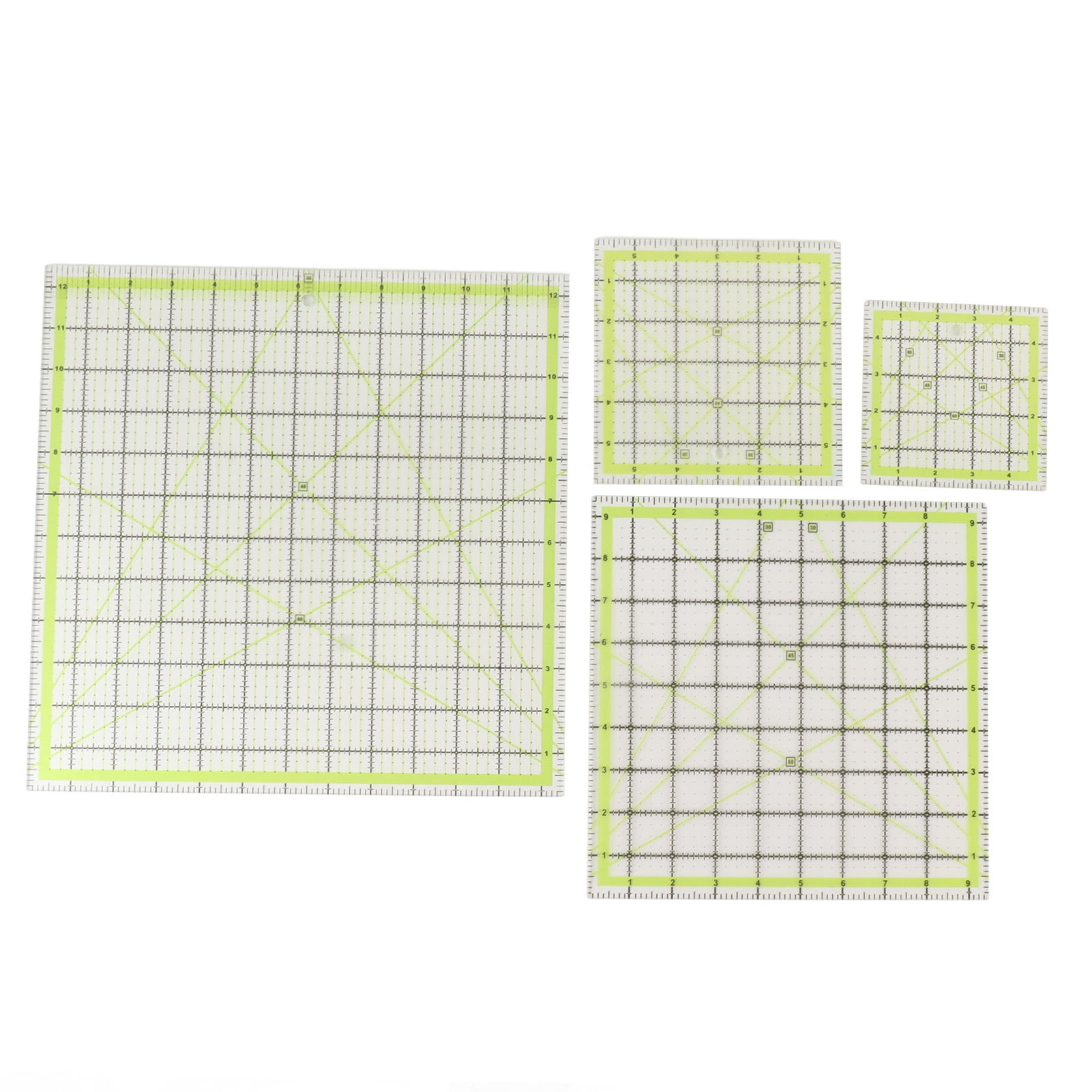 4pcs Quilting Rulers, Acrylic Quadrate Grid Lines Double Color Clear ...
