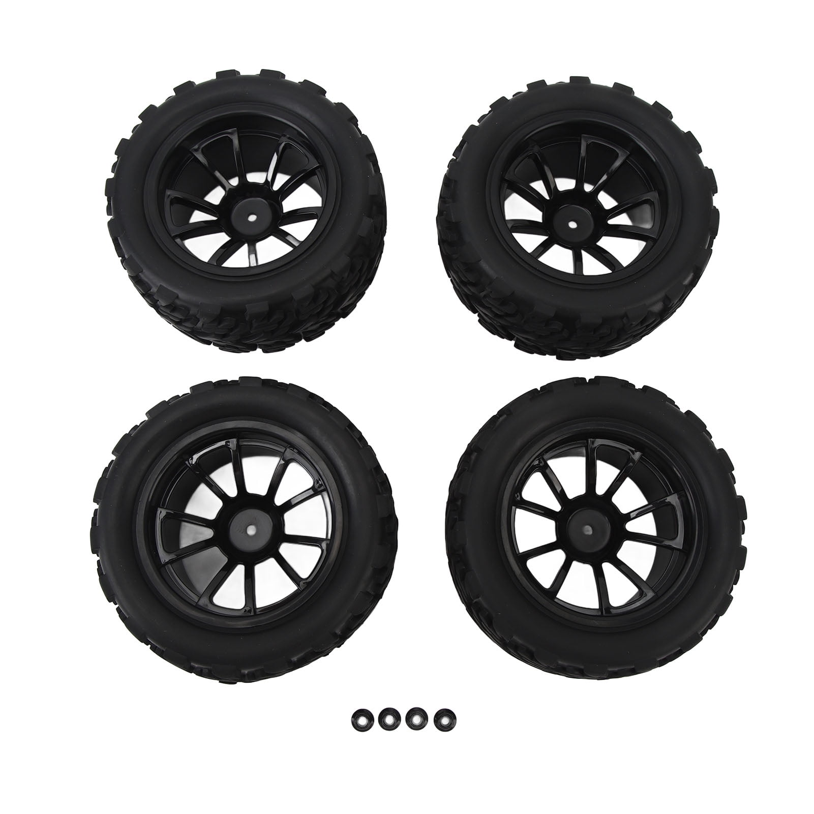 4pcs RC Car Wheels Tires Universal 10 Spoke Rims Rubber with M4 Lock ...