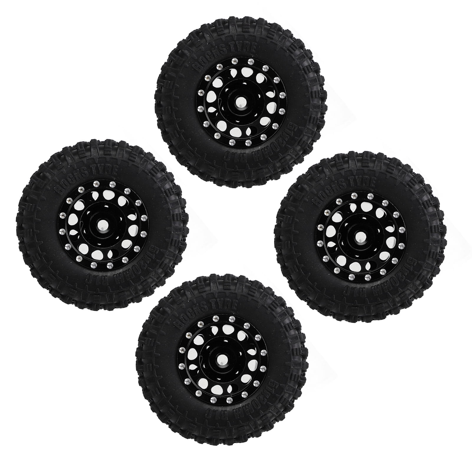 4pcs RC Tire And Wheels Set Aluminum Alloy Rims Hub Rubber Tires For 1/18 For Axial SCX24 1/24 ...