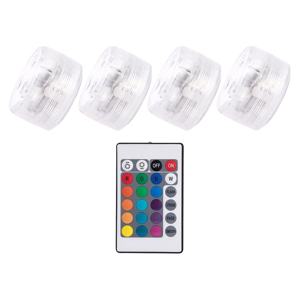 4pcs RGB Submersible LED Pool Lights Underwater Lights with Remote-Control Waterproof Diving ...
