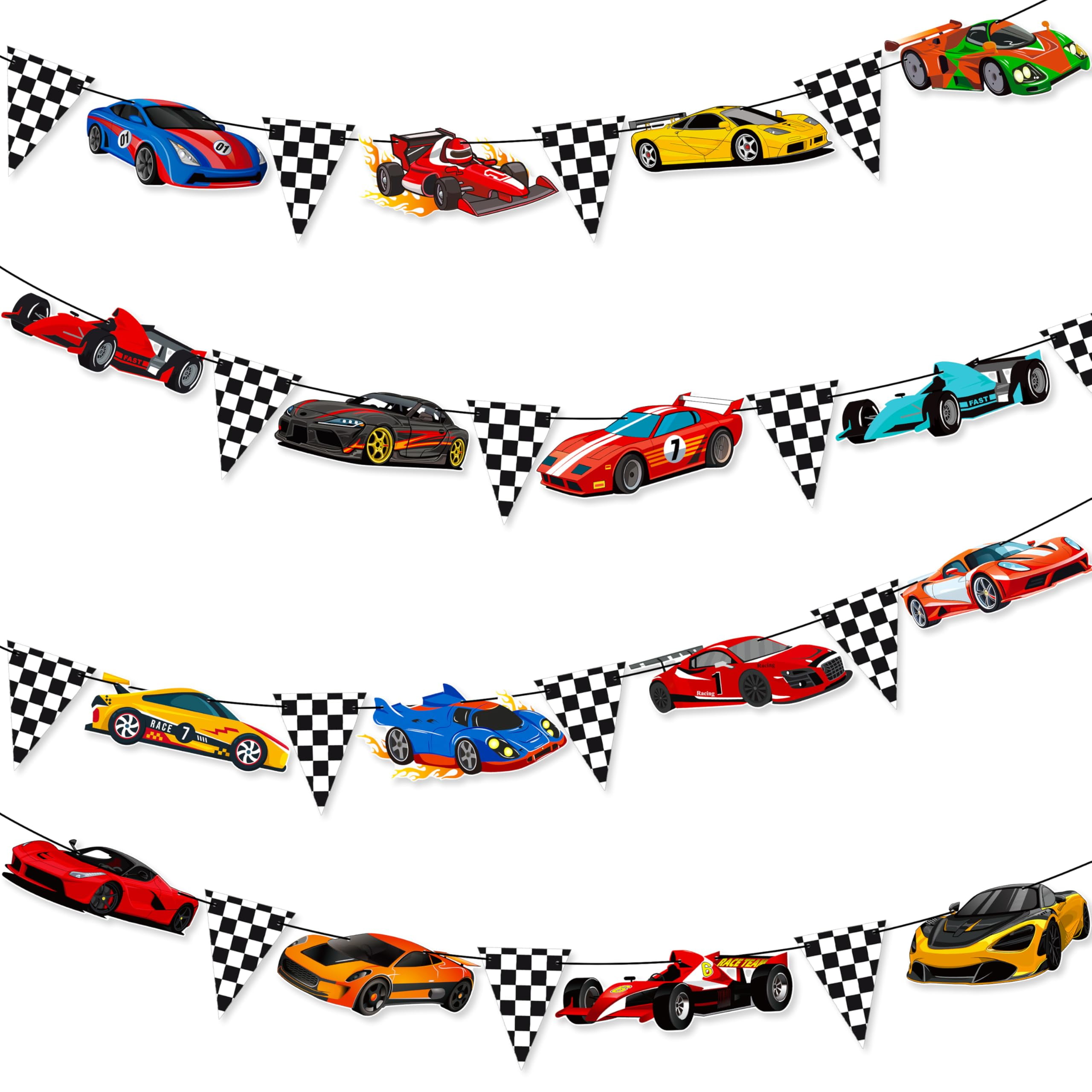 4pcs Race Car Party Banners Racing Car Party Decorations Black and ...