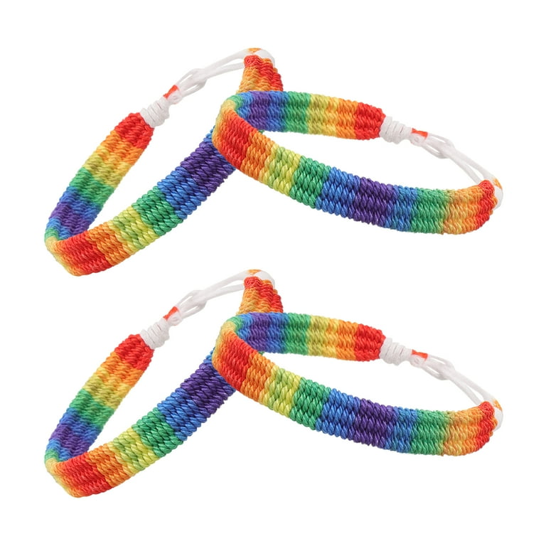 4pcs Rainbow Woven Bracelets Rainbow Braided Wristbands Braid Bracelets for Unisex
