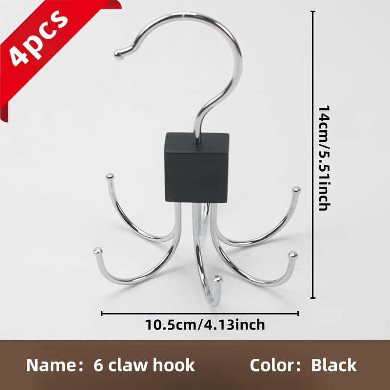 4pcs（Random color） 6-Claw Hooks - Metal Multi-Functional Hangers, 360 ...