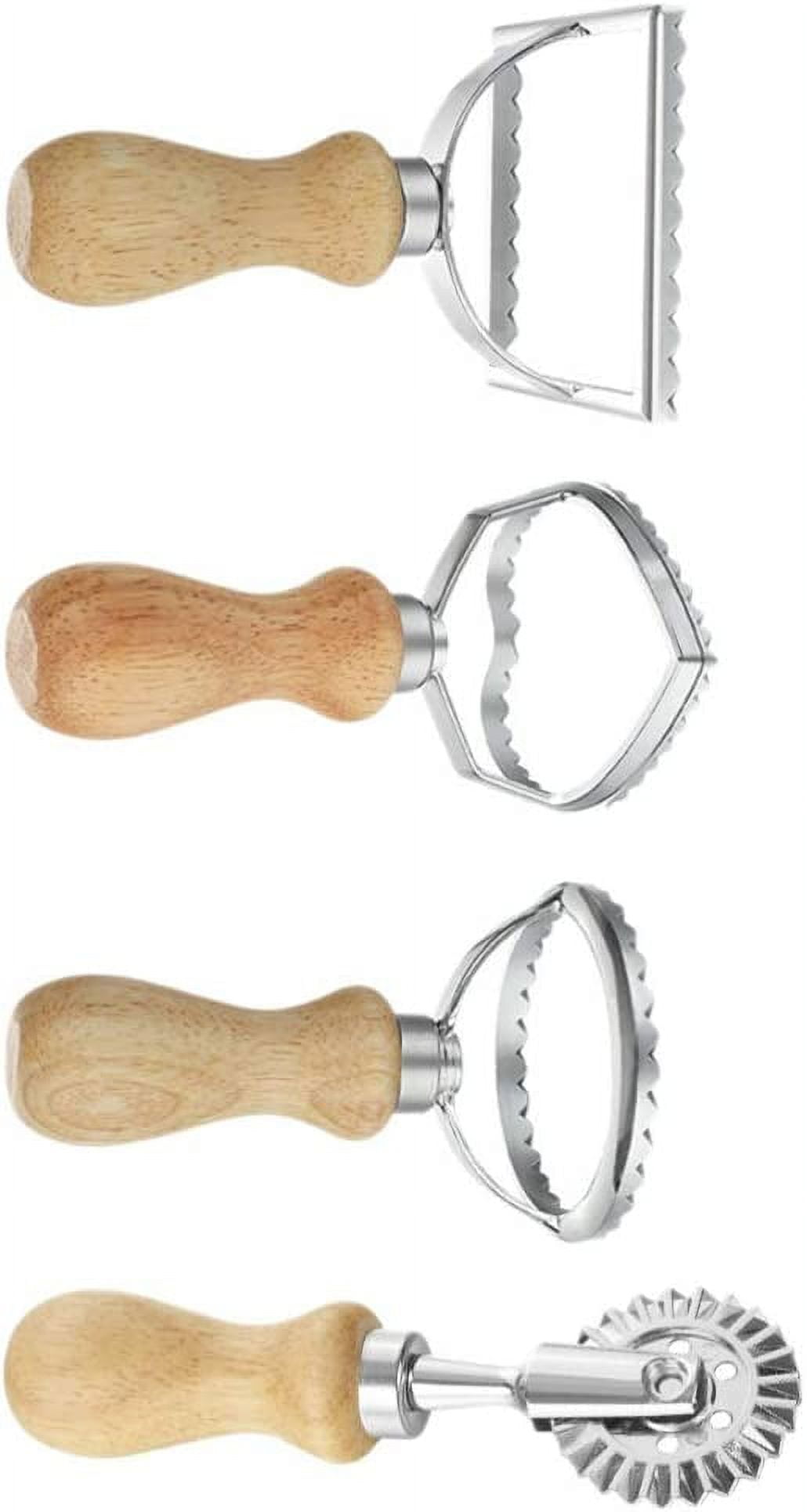 4pcs Ravioli Stamp Maker Cutter with Roller Wheel Set Mold with Wooden ...