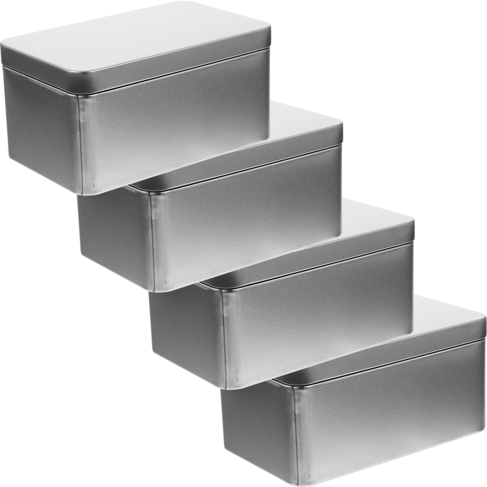 4pcs Rectangular Empty Hinged Tins Portable Tea Box Containers Small ...