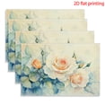 4pcs Rectangular Placemats,Simple and elegant white roses pattern Flax ...