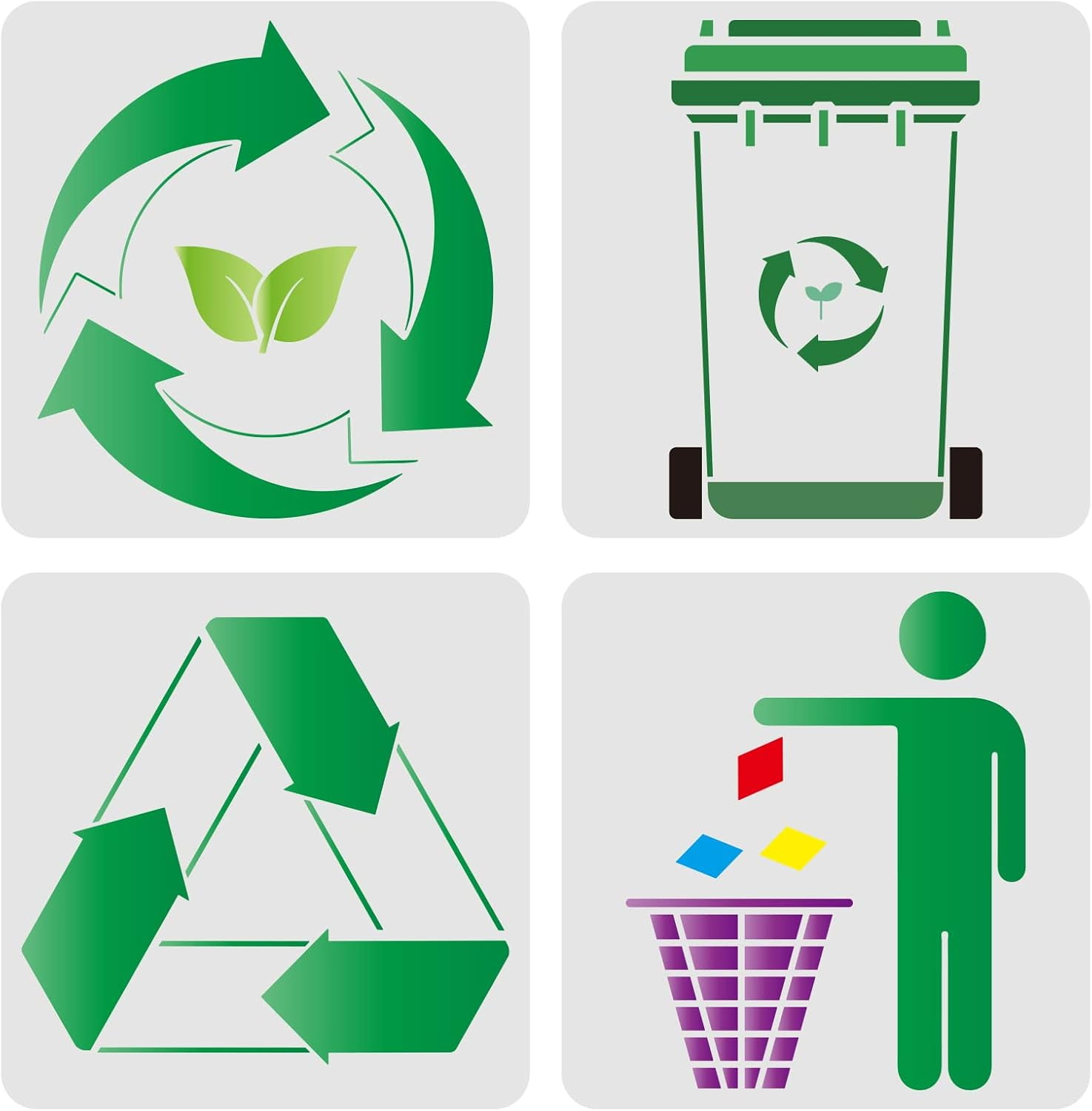 4pcs Recycle Logo Stencil 11.8x11.8inch Trash Can Signs Drawing ...