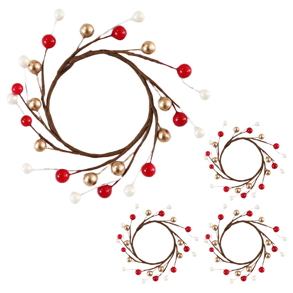 4pcs Red Christmas Candle Wreaths Rings for Table Centerpiece - Walmart.com