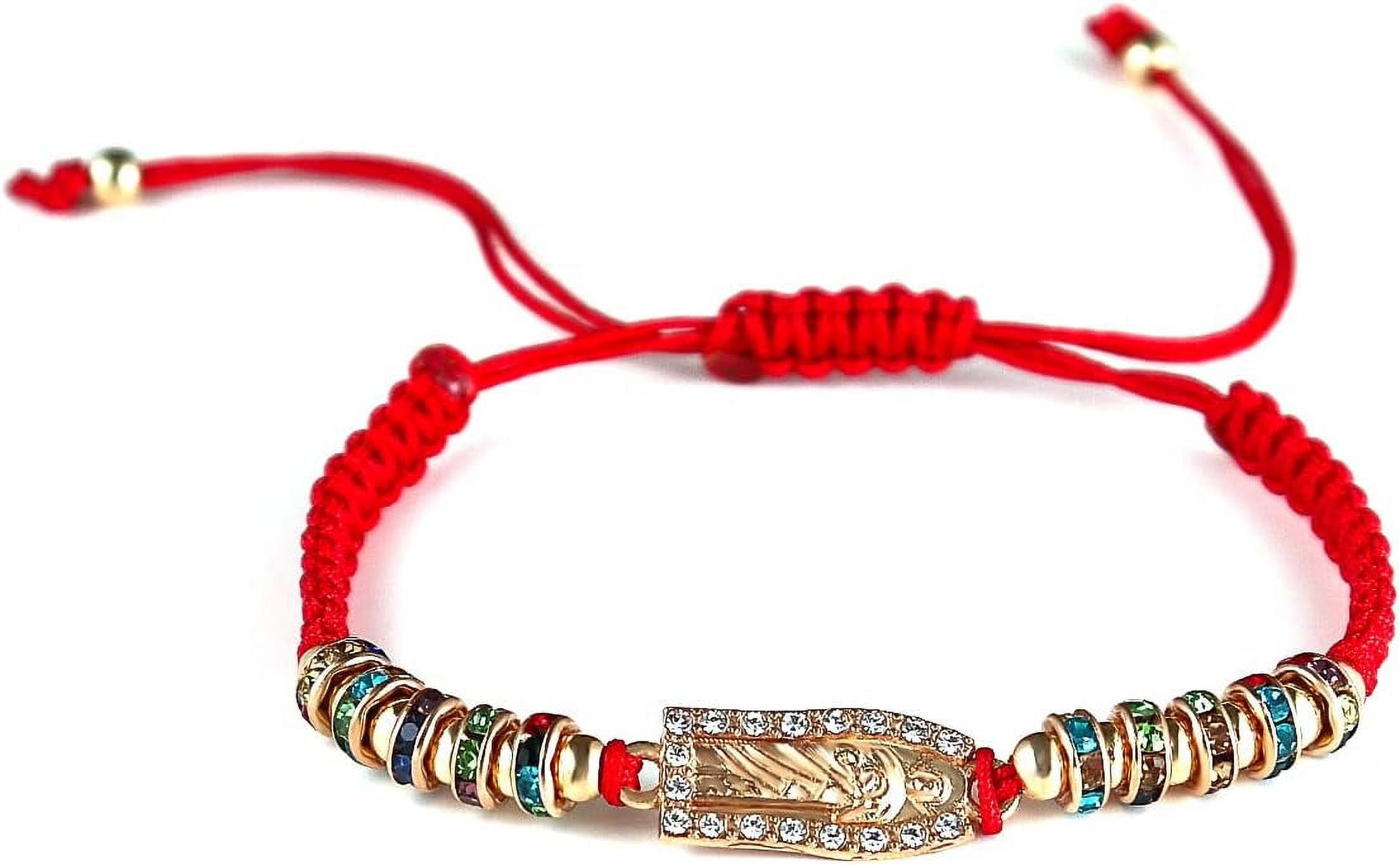 4pcs Red Knot Virgin Mary/Saint Benedict/Saint Jude String Bracelet Set ...