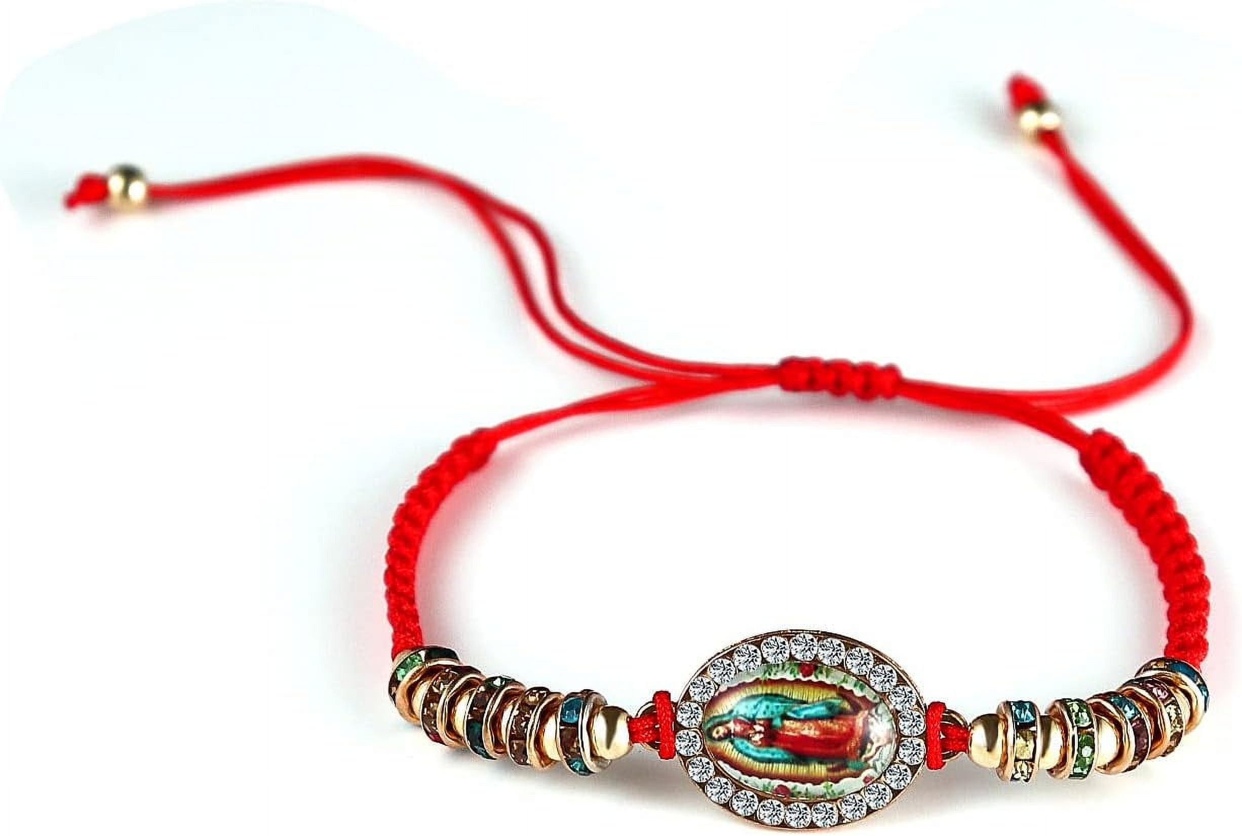 4pcs Red Knot Virgin Mary/Saint Benedict/Saint Jude String Bracelet Set ...