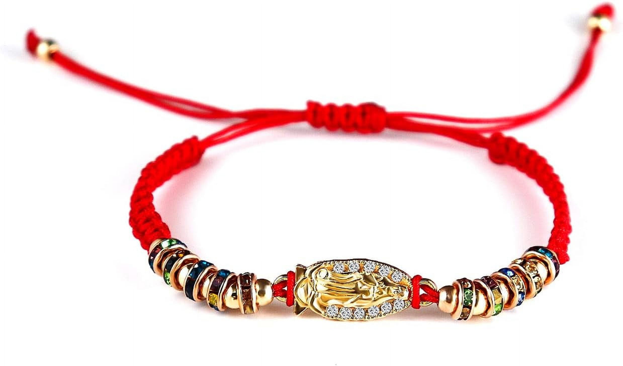 4pcs Red Knot Virgin Mary/Saint Benedict/Saint Jude String Bracelet Set ...