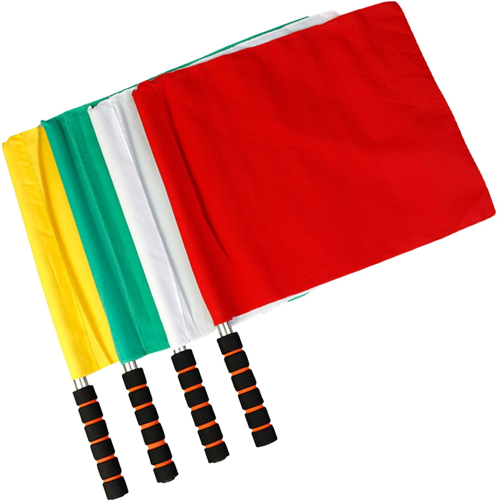 4pcs Referee Football Soccer Flags Referee Hand Flags Colored Signal Flags Match Signal Flags ...