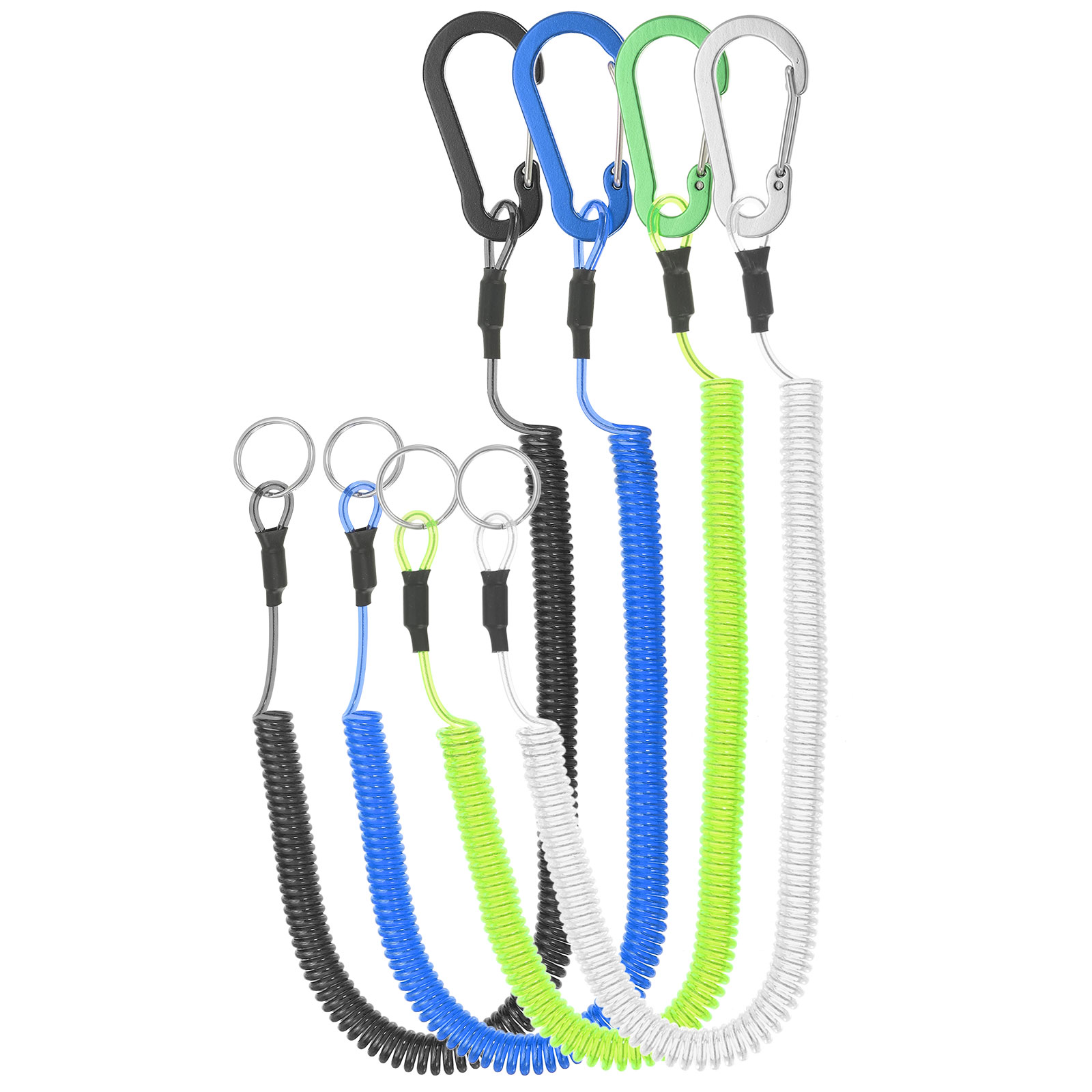 4pcs Retractable Spring Coil Straps, 6" Spiral Lanyard Cord with ...