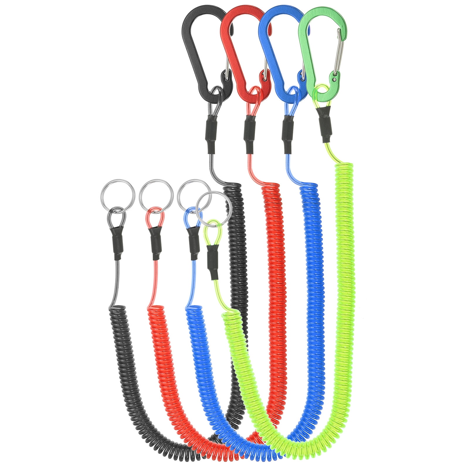4pcs Retractable Spring Coil Straps, 6" Spiral Lanyard Cord with ...