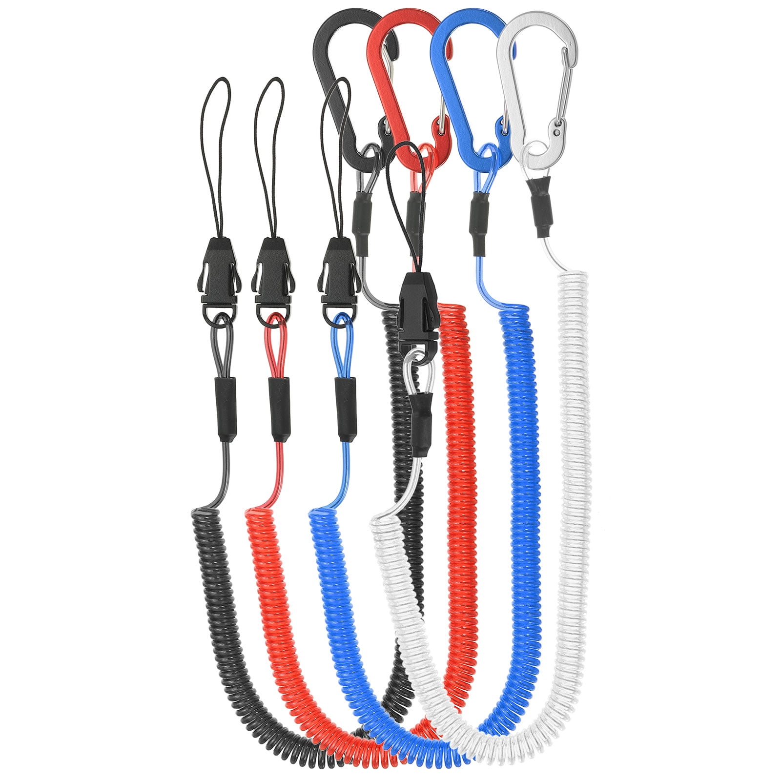 4pcs Retractable Spring Coil Straps, 6" Spiral Lanyard Cord with ...